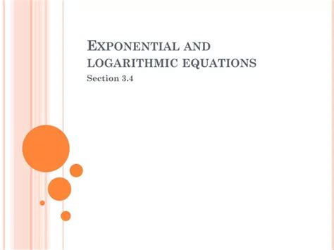 PPT Exponential And Logarithmic Equations PowerPoint Presentation