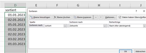 Excel Nach Datum Sortieren Microsoft Excel Excel Formel