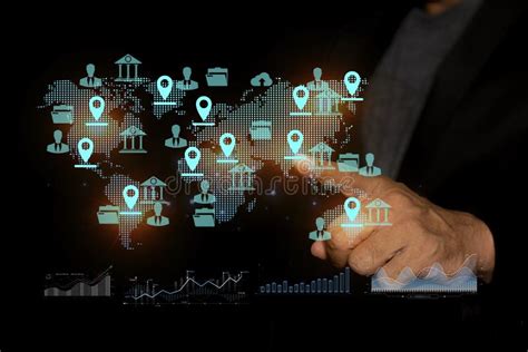 Businessman Touching Global Network Connection Big Data Analytics And