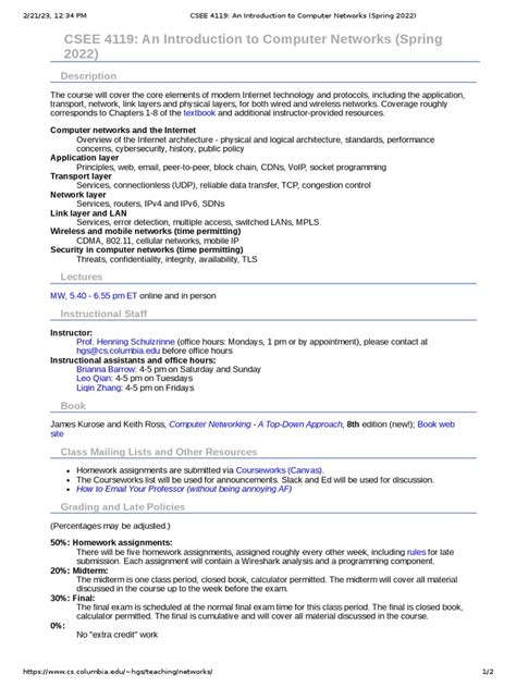 Csee 4119 An Introduction To Computer Networks Spring 2022 Pdf