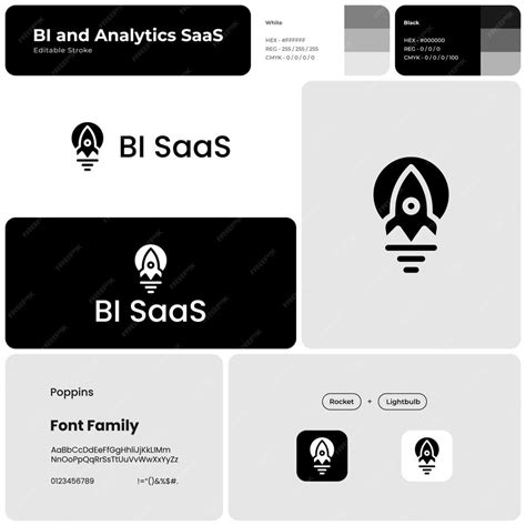 Premium Vector Monochrome Business Logo Branding For Bi And Analytics Saas Rocket And