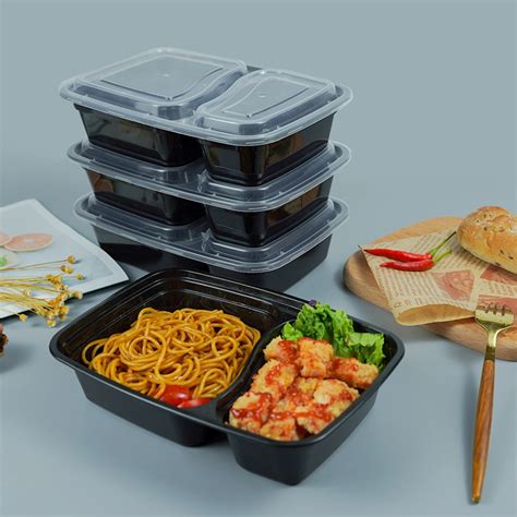 828 6828 2 Compartment Pp Plastic Meal Prep Food Container Lunch Box
