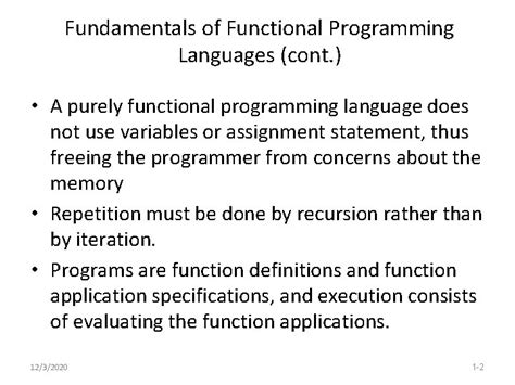 Fundamentals Of Functional Programming Languages The Objective Of