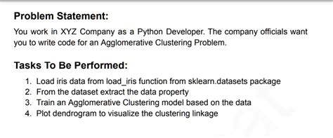 problem statement you work in xyz company as a python developer the