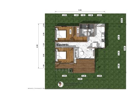P 1271 บ้านหลังคาจั่วน่าอยู่ แบบบ้าน 3 มิติ บ้านสวยชั้นเดียว 2 ห้องนอน