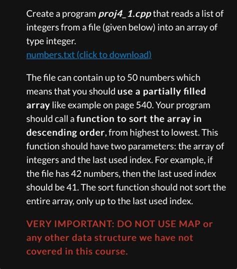 solved create a program proj4 1 cpp that reads a list of