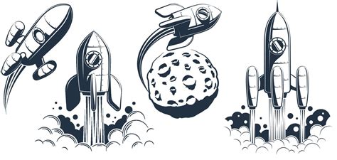 Rocket Spaceship Launch And Flying 44575261 Vector Art At Vecteezy