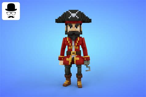 Pirate Captain Voxel Character 3d Lowpoly Fantasy Model 캐릭터 Unity Asset Store