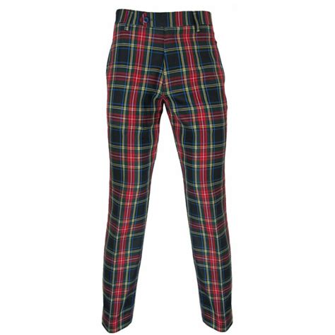 Mens Scottish Traditional Black Stewart Tartan Trouser In Different Color And Sizes 28 To 52