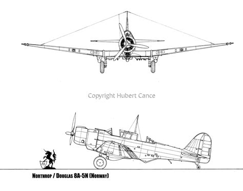 Northrop Douglas 8a 5n Norway Original Art By Hubert Cance