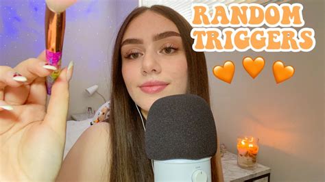 ASMR with Random Triggers 💗 (Mic Brushing, Nail Tapping) - YouTube