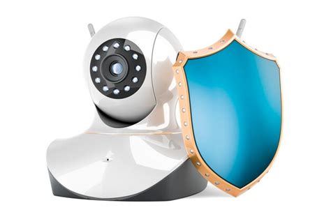 Premium Photo Internet Protocol Camera With Shield D Rendering Isolated On White Background