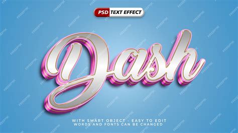 Premium Psd Editable Dash Text Effect With 3d Style
