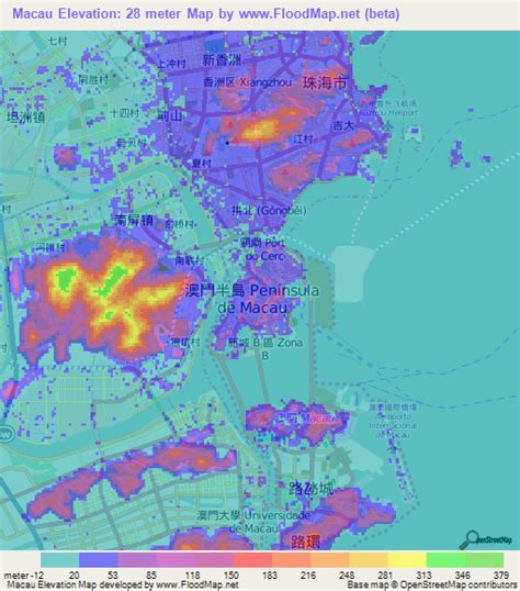 Elevation Of Macau Macao Elevation Map Topography Contour