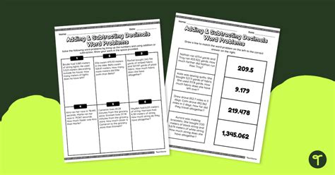 Adding Subtracting Decimals Worksheet Tes Adding And Subtracting