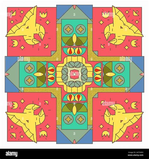 Seamless Medieval Abstract Color Woven Symmetrical Square Pattern Stock Vector Image And Art Alamy