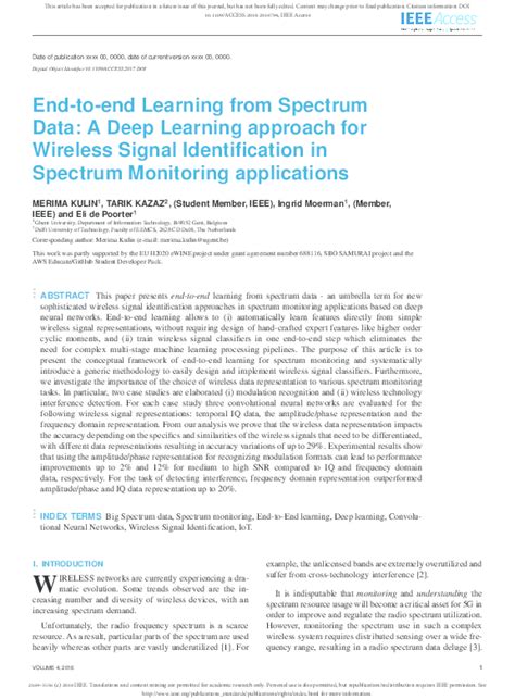 Pdf End To End Learning From Spectrum Data A Deep Learning Approach