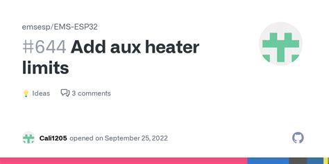 Add Aux Heater Limits · Discussion 644 · Emsespems Esp32 · Github