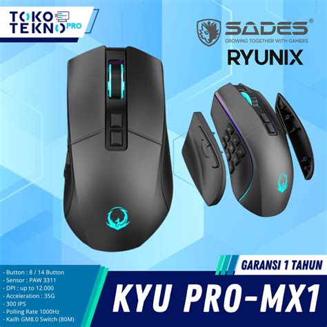 Jual Sades Ryunix Kyu Pro Mx1 Mx 1 Mouse Gaming Wireless Bluetooth