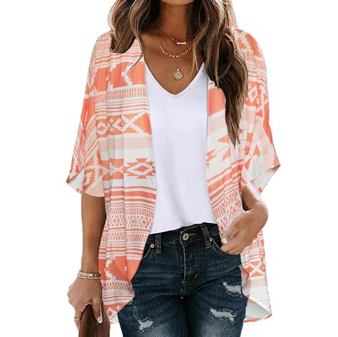 Jsaierl Kimono Cardigans For Women Summer Floral Print Puff Sleeve