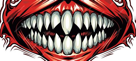 Premium Photo Illustration Of A Scary Mouth With Teeth And Fangs