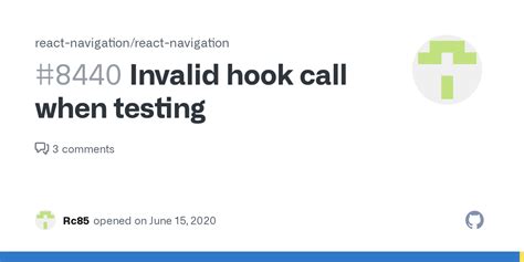 Invalid Hook Call When Testing · Issue 8440 · React Navigationreact Navigation · Github