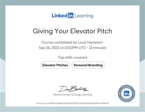 Louis Hampton On Linkedin Certificate Of Completion