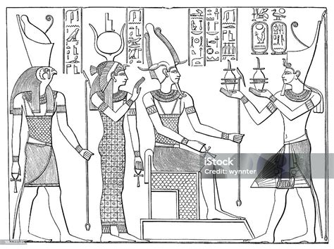 세티 I Worships Isis 오시리스 호루스 At Abydos 이시스에 대한 스톡 벡터 아트 및 기타 이미지 이시스
