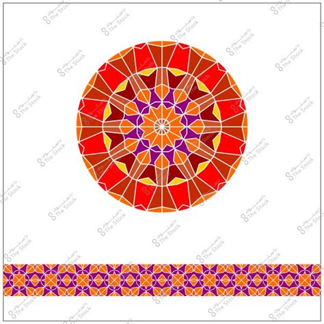 ذا ستوك تصميم هندسي إسلامي باللون الأحمر والبرتقالي يتوسطه نمط متماثل
