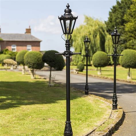 Black Concordia Hexagonal Lamp Post And Lantern Set 2 3m Black Country