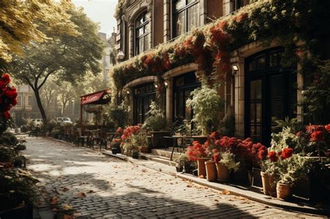 Premium Ai Image Street In The Town Ai Generated