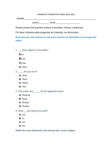 Examen Diagnostico Tercer Grado Ingles Worksheet Live Worksheets Porn