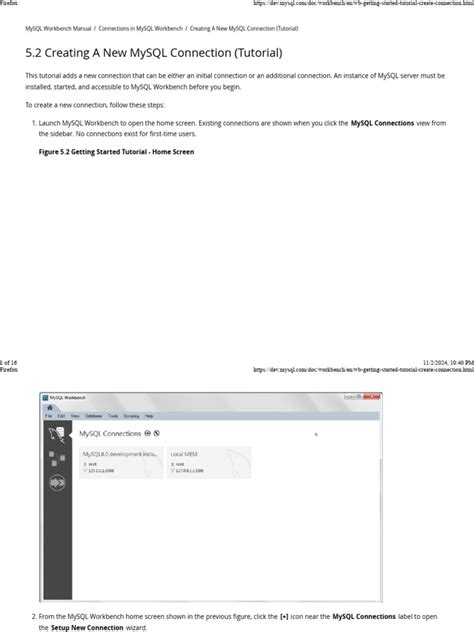 Mysql Mysql Workbench Manual 52 Creating A New Mysql Connection