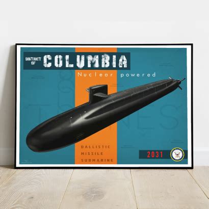 Poster District Of Columbus Class Submarine Usa 800 Tonnes