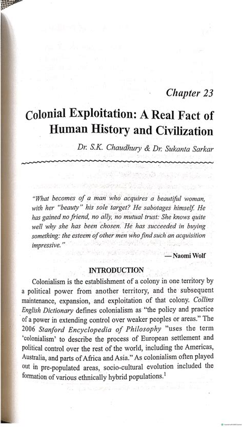 Pdf Colonial Exploitation A Real Fact Of Human History And Civilization