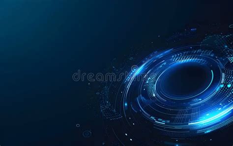 Futuristic Blue Digital Technology Background With Circular HUD