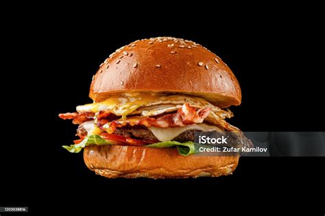 메뉴에 대한 검은 색 배경에 21 햄버거 고기 치킨 커틀릿 샐러드 계란과 검은 색과 흰색 햄버거 햄버거에 대한 스톡 사진 및 기타 이미지 Istock