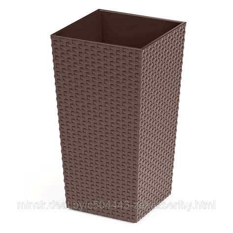 Кашпо для цветов пластмассовое Ротанг 15л 23х22х41 5см напольное со вставкой 8л мокко Россия