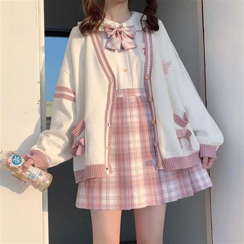 Japanese Kawaii Pink Cardigan Sweater Kawaii Fashion Shop Cute
