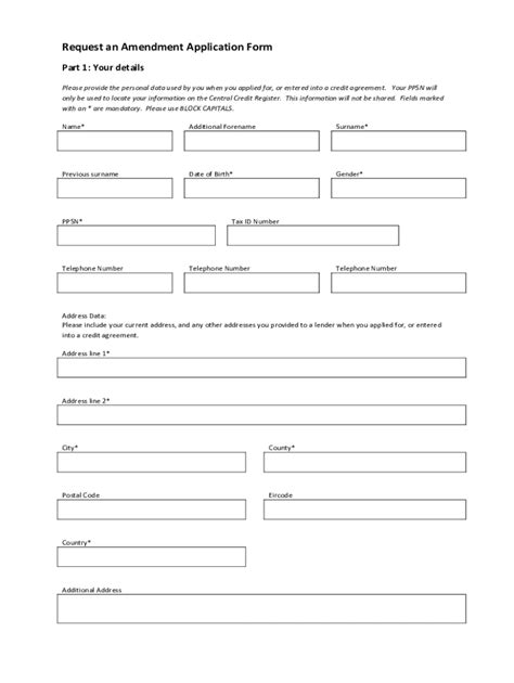 Fillable Online Request An Amendment Application Form Fax Email Print
