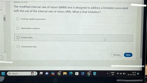Question 36 Of 50 The Modified Internal Rate StudyX