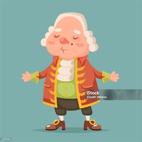고귀한 중세 귀족 마스코트 만화 디자인 벡터 일러스트레이션 가발에 대한 스톡 벡터 아트 및 기타 이미지 가발 경외감 고풍