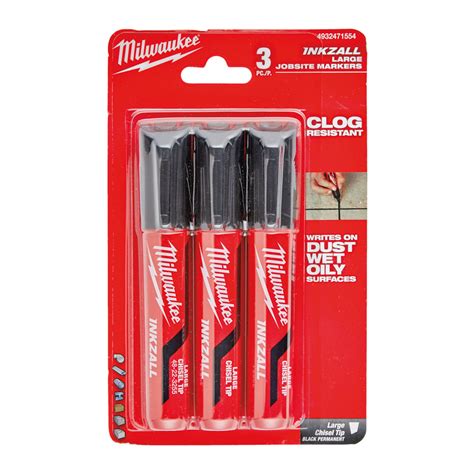 Milwaukee Inkzall Black Chisel Tip Marker 3 Pack Toolstation