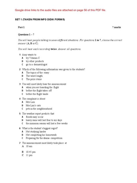2021 Spm Listening Module Bahasa Inggeris 3 Pdf Vaccination
