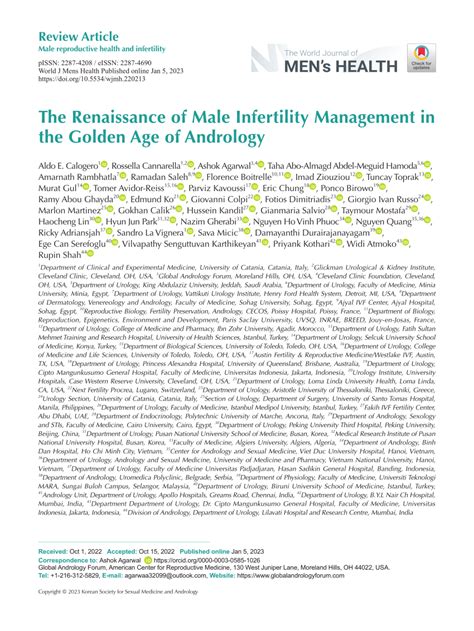 Pdf The Renaissance Of Male Infertility Management In The Golden Age