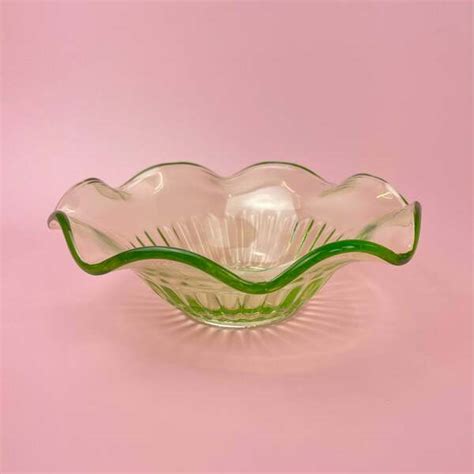 Slumped Bright Green Glass Bowl Vinterior
