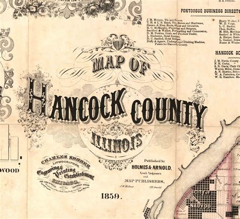 Title Of Source Map Hancock Co Illinois 1859 Old Town Map Custom