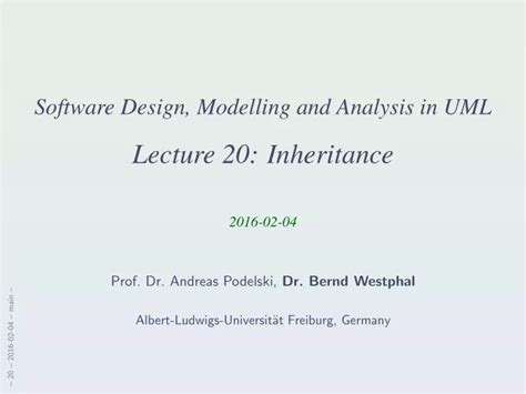 Ppt Lecture 20 Inheritance 2016 02 04 Prof Dr Andreas Podelski Dr Powerpoint