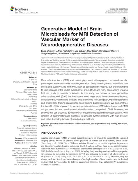 Pdf Generative Model Of Brain Microbleeds For Mri Detection Of Vascular Marker Of