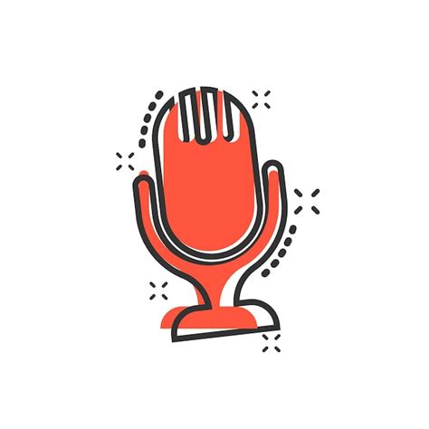 Icône De Microphone Dans Le Style Comique Mic Broadcast Vector Cartoon